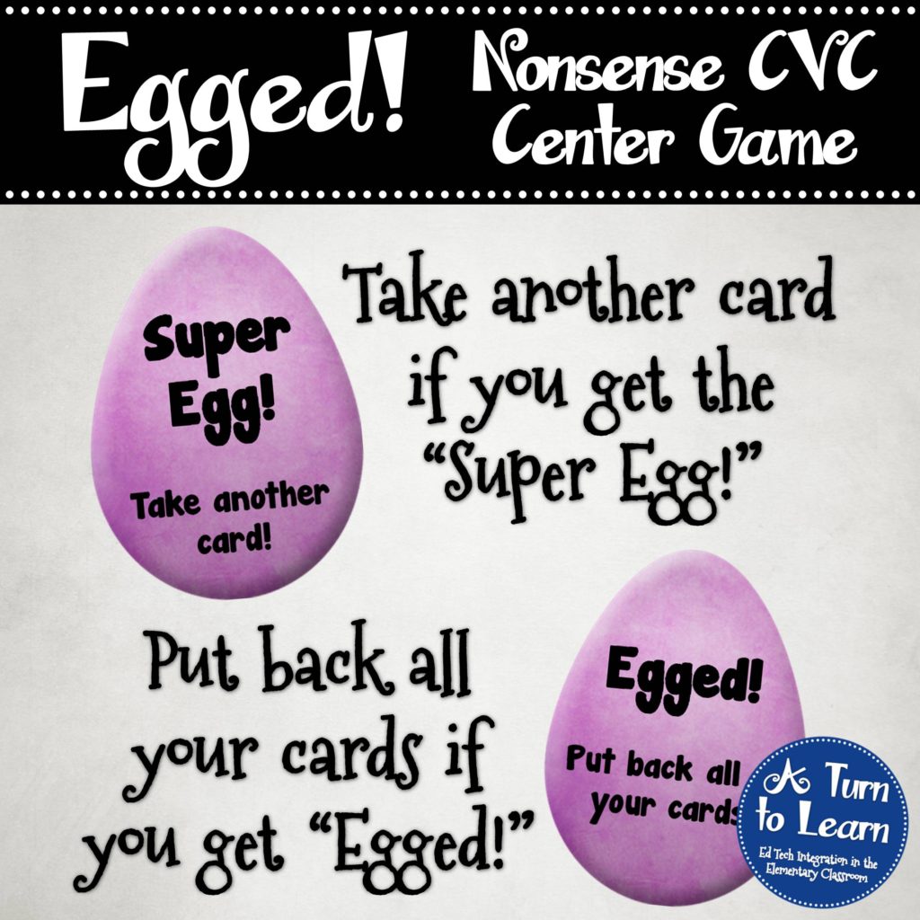 Egged! A CVC Nonsense Words Center Game • A Turn to Learn