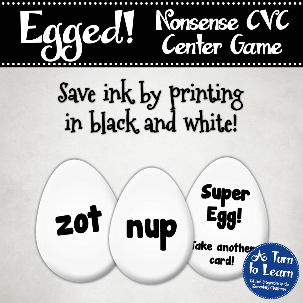 Egged! A CVC Nonsense Words Center Game • A Turn to Learn
