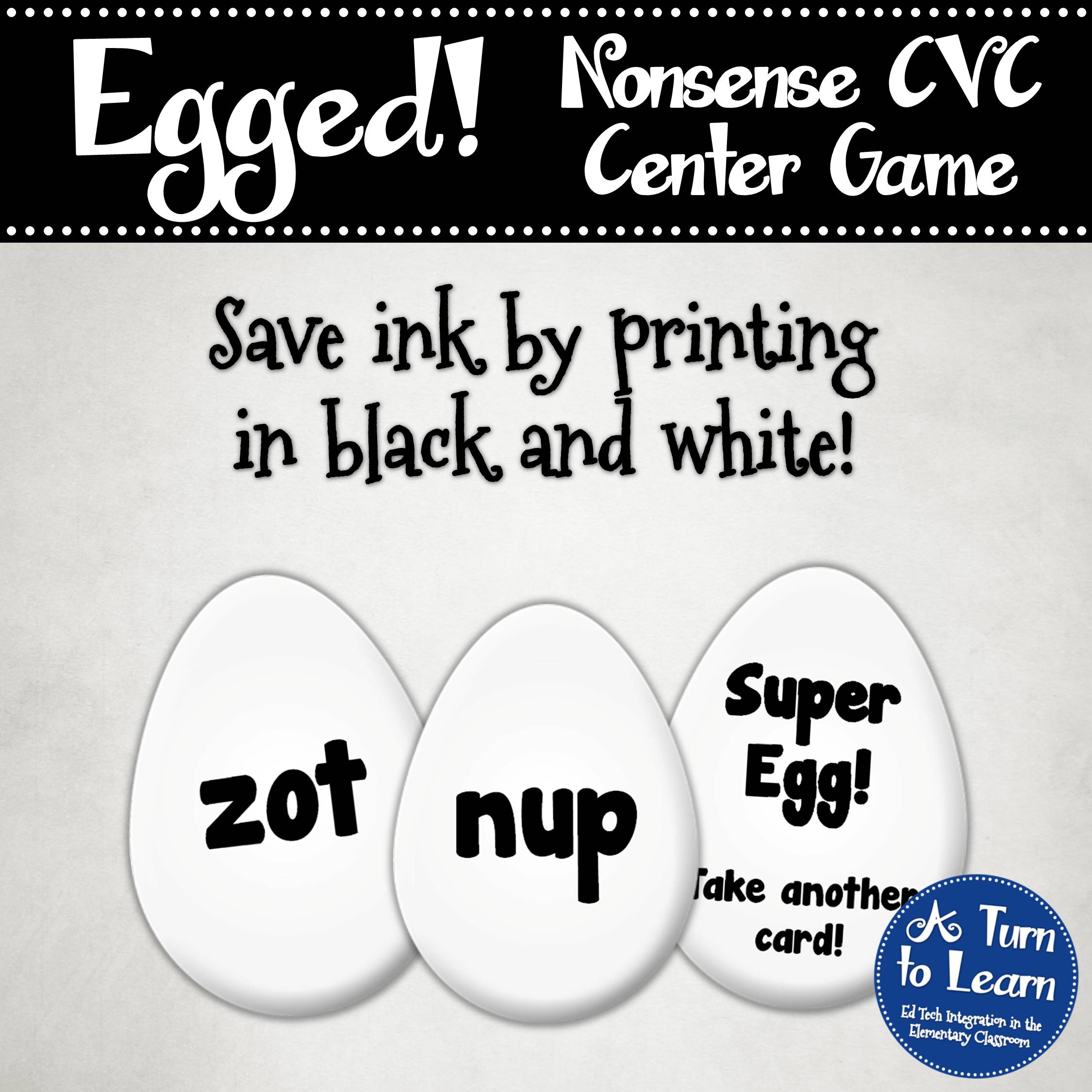 Egged - Nonsense CVC Words Center Freebie • A Turn to Learn
